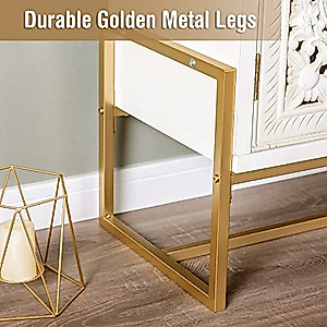 PHI VILLA White Accent Cabinet Storage Cabinet with Doors Buffet Cabinet Pantry Cabinet Sideboard for Dining Room Hollow Carved