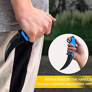 MADSABRE Claw Knife Cool Pocket Knife for Men - 8.5 Inch Large Camping Folding Knives with Clip Hunting Hiking Survival EDC Foldable Knife (Black)