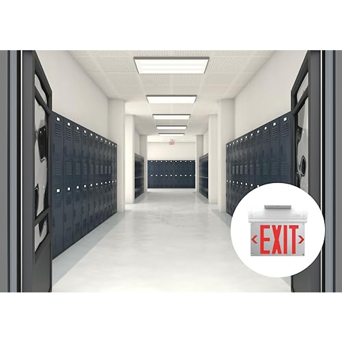 Lithonia Lighting BE W R UM M2 BE Basics Edge-Lit Exit Sign, White with Red Letters, Universal Mount