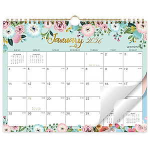 2023-2024 Wall Calendar - 18 Monthly Calendar 2023-2024, February 2023 - June 2024, 11" x 8.5", Twin-Wire Binding + Hanging Hook + Thick Paper + Unruled Blocks with Julian Dates - Floral