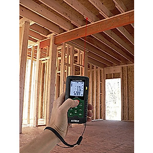Extech DT60M Laser Distance Meter, Measurements up to 196 feet, Backlit LCD Display, Integrated Pythagorean Theorem, 20 Point Memory, Stakeout Function, Handy Built-in Bubble Level