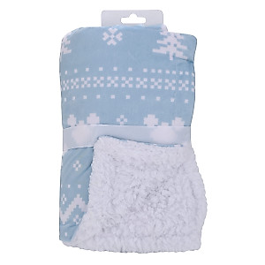 Disney Mickey Mouse Blue and White Winter Christmas Holiday Super Soft Sherpa Baby Blanket