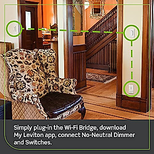 Leviton DN6HD-2RW Decora Smart No-Neutral 600W Dimmer, Requires MLWSB Wi-Fi Bridge to Work with My Leviton, Alexa, Hey Google, HomeKit/Siri, White