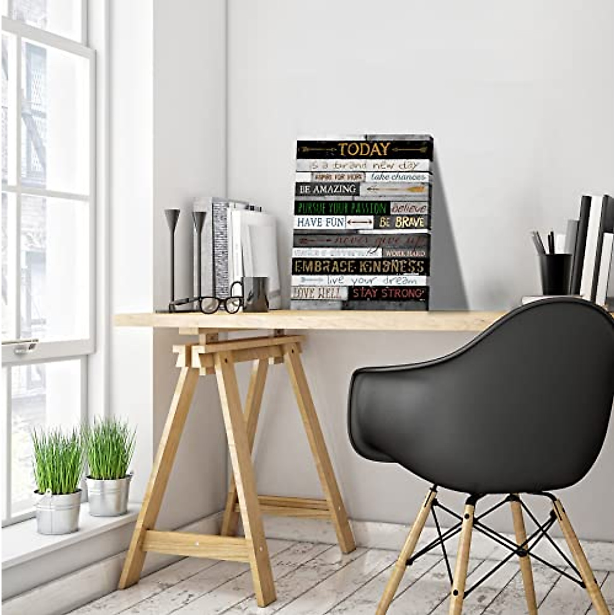 ZHAOSHOP Black and White Wall Art - Motivational Wall Art for Office - Inspirational Wall Decor for Bedroom 16" W x 12" H Stretched and Framed Ready to Hang