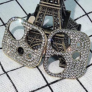LUOWAN [2 Pack] Bling Crystal Camera Lens Protector Compatible with iPhone 11/iPhone 12 Mini, Rear Camera Cover 3D Bling Diamond Lens Cover(Silver)