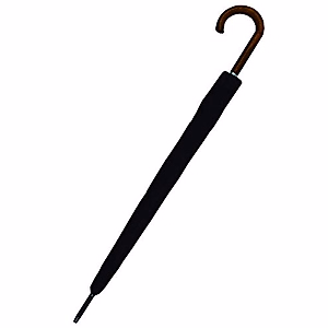 COLLAR AND CUFFS LONDON - Windproof EXTRA STRONG - StormDefender City Umbrella - Vented Double Canopy - Auto - Reinforced Frame with Fiberglass - Solid Wood Hook Handle - Black