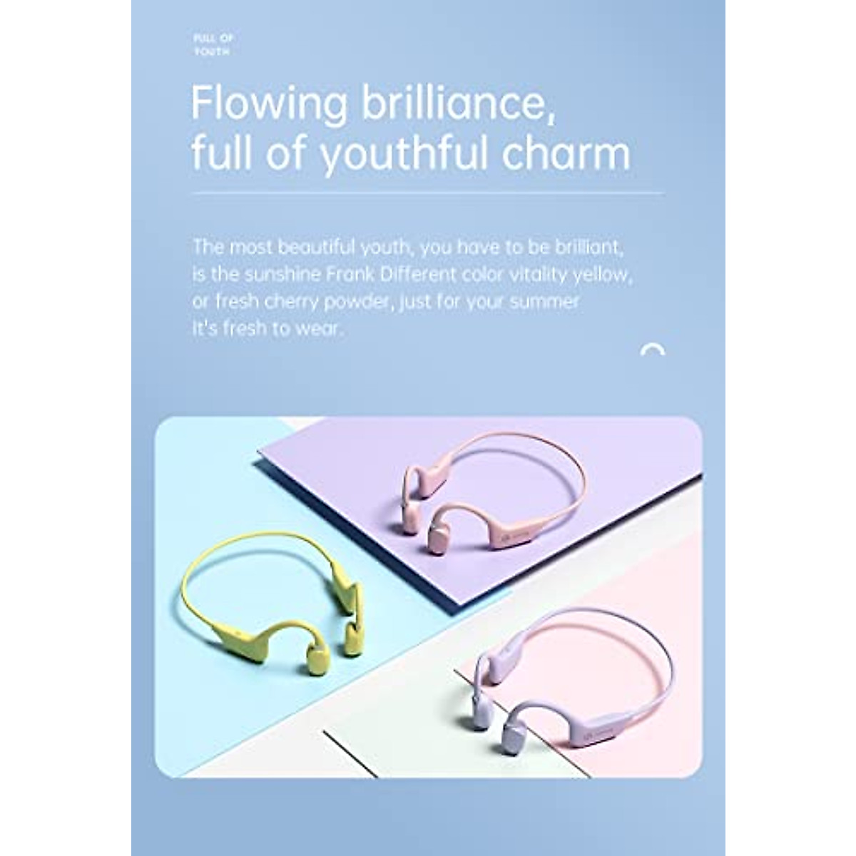 YODZ Bone Conduction Headphones Wireless Sports Headset Bluetooth 5.0 Open Ear HiFi Stereo IPX67 Waterproof Earphone Noise Reduction with Mic, for Sports and Games,Red