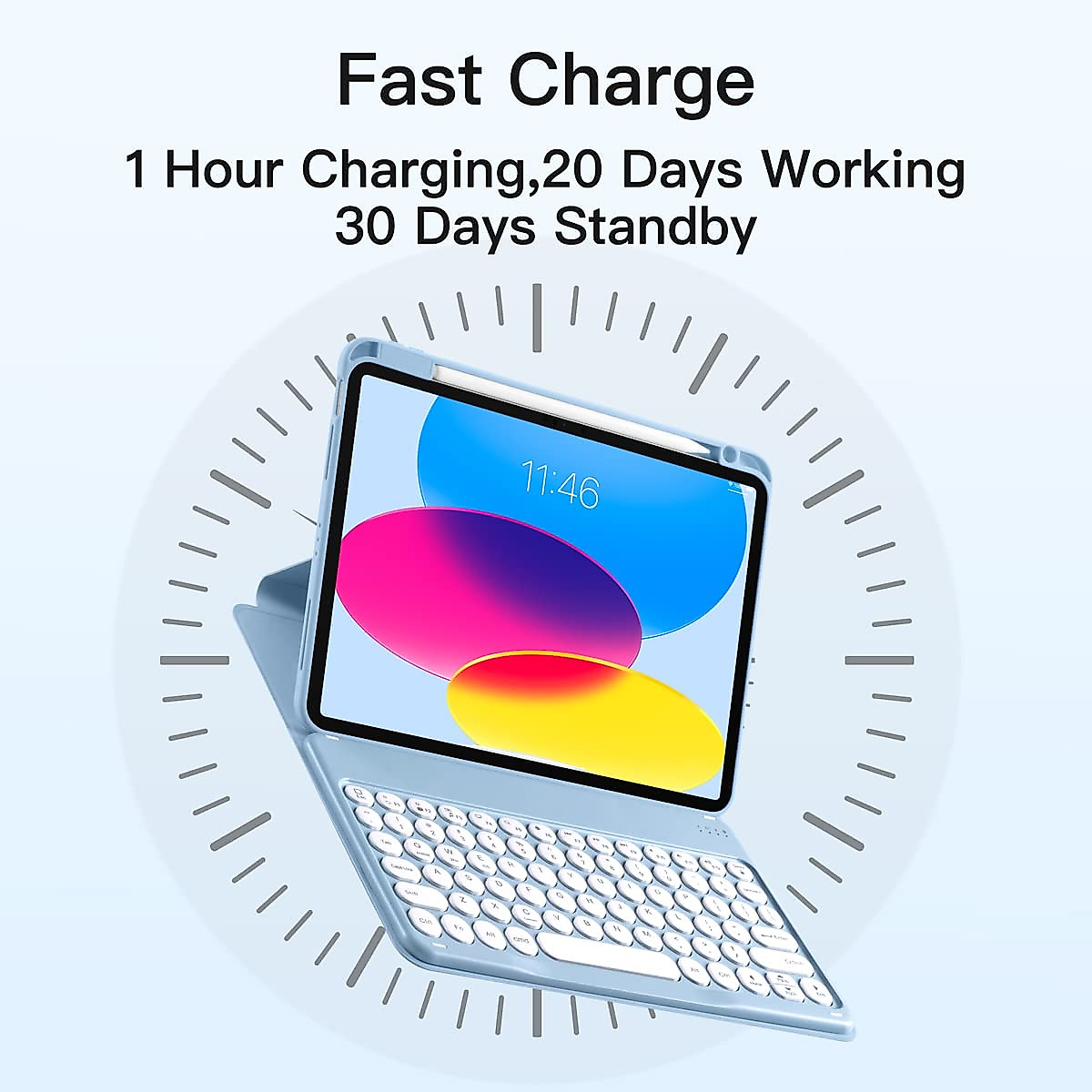 LeiJue 360 Rotatable Keyboard Case for iPad 10th Generation 2022,Magnetic Detachable Keyboard with Transparent Hybrid Stand Cover fit for iPad 10 Gen 10.9 inch (Blue)