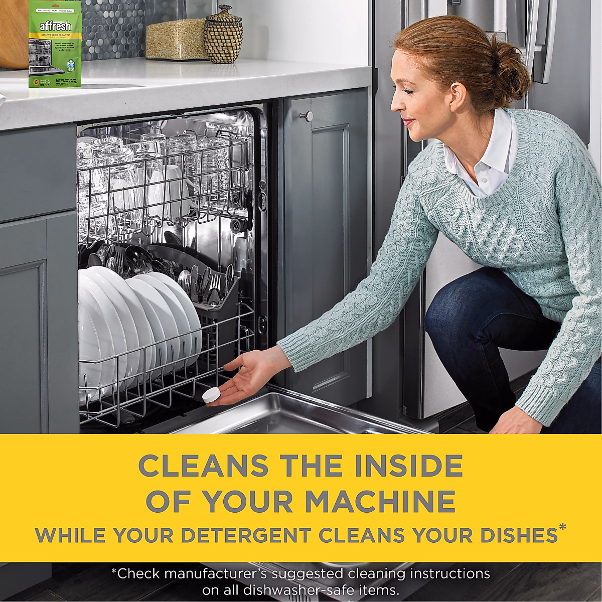Affresh Dishwasher Cleaner, Helps Remove Limescale and Odor-Causing Residue, 6 Tablets