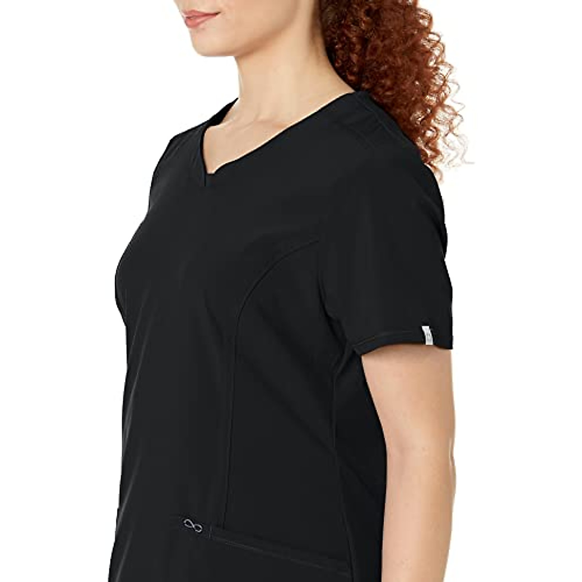 Cherokee Round Neck Scrub Tops for Women – 4-Way Stretch with Certainty Fabric Technology*, Superior Performance and Comfort, Infinity Uniforms Plus Size 2624A, 2XL, Black