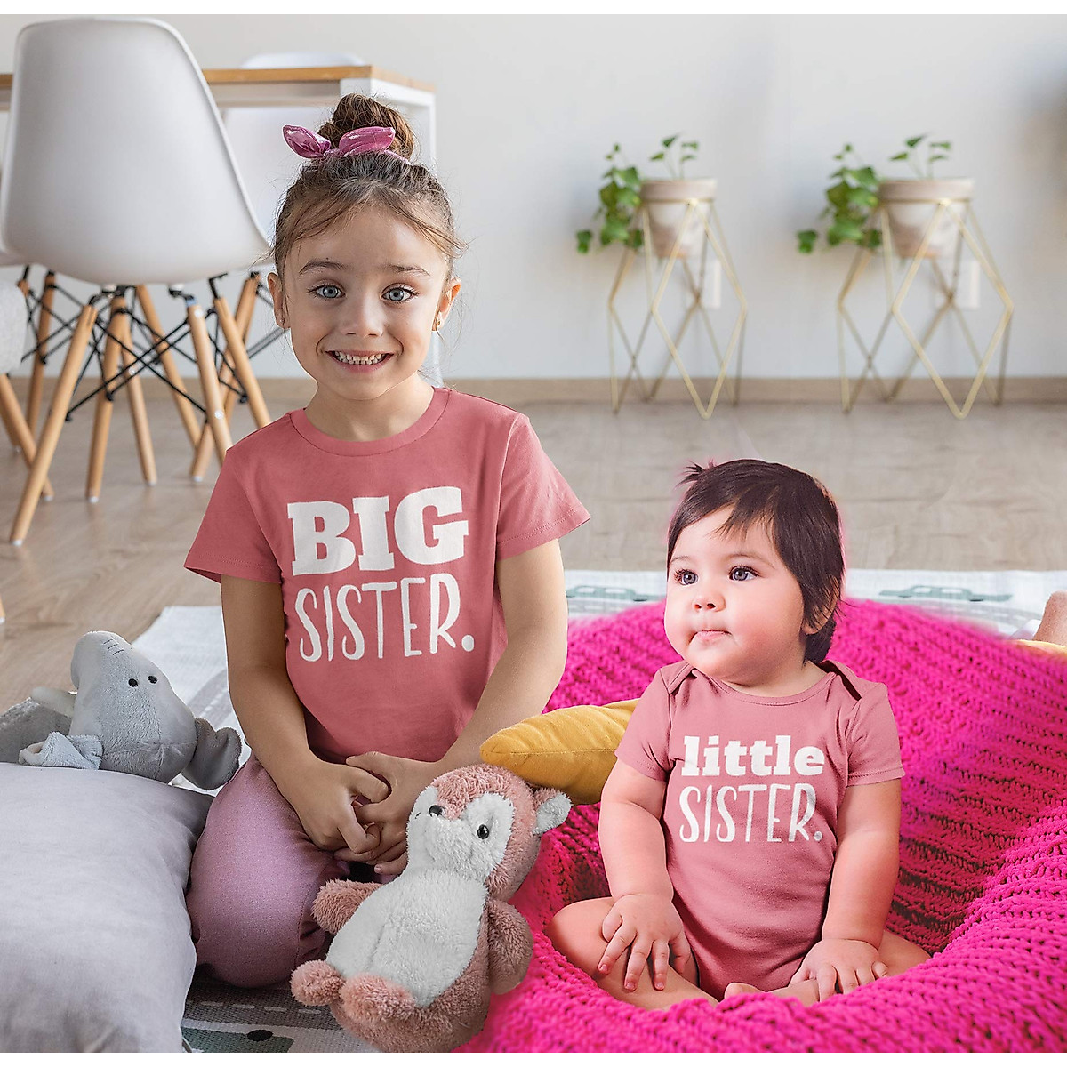Unordinary Toddler Big Sister Little Sister Matching Outfits Shirt Gifts Girls Newborn Baby Set (Mauve, Kid (3Y) / Baby (1-3M))