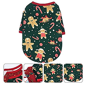 Gingerbread Man Pattern Pet Coat Dog Christmas Clothes Adorable Pet Party Outfit- Pet Party