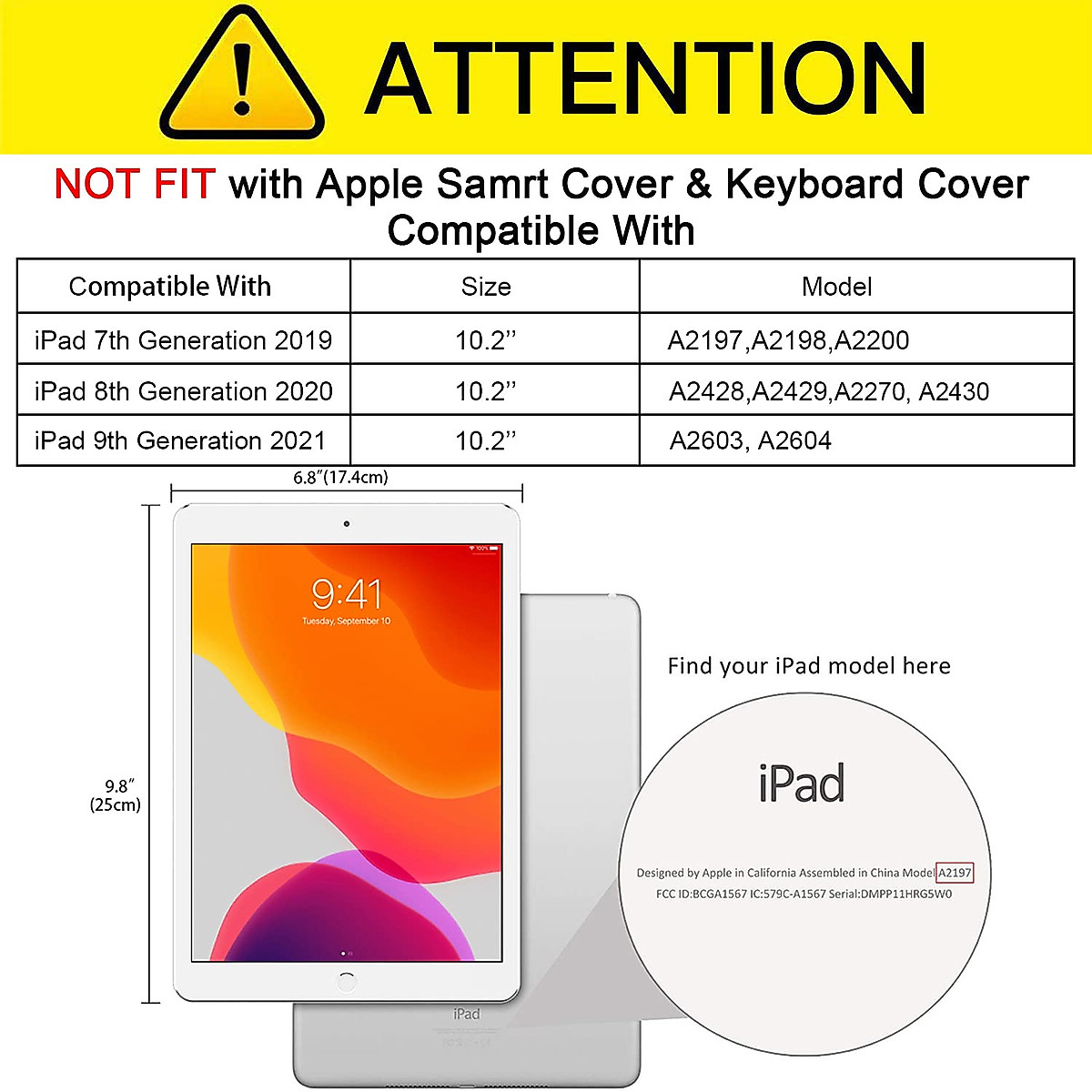 HBorna Clear Case for iPad 10.2" 9th Generation 2021 / iPad 8th Generation 2020/ 7th Generation iPad 10.2" 2019, Slim Soft Lightweight TPU Back Cover for iPad 9/8/7 10.2 inch