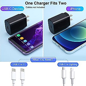 Galaxy S23 Charger Block USB Type C Power Plug 25W PD Super Fast Charging Wall Charger Adapter for Samsung Galaxy S23/S22/S21/Ultra/Plus/Note 20/10 Plus/Z fold 3/iPhone 14/13/iPad/Tablet-2 Pack Black