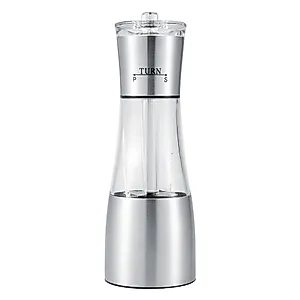 Dual Stainless Steel Pepper Grinder 2 in 1 Kitchen Salt & Pepper Mill Grinder Glass Body Shakers Pepper Mill Adjustable Ceramic Rotor