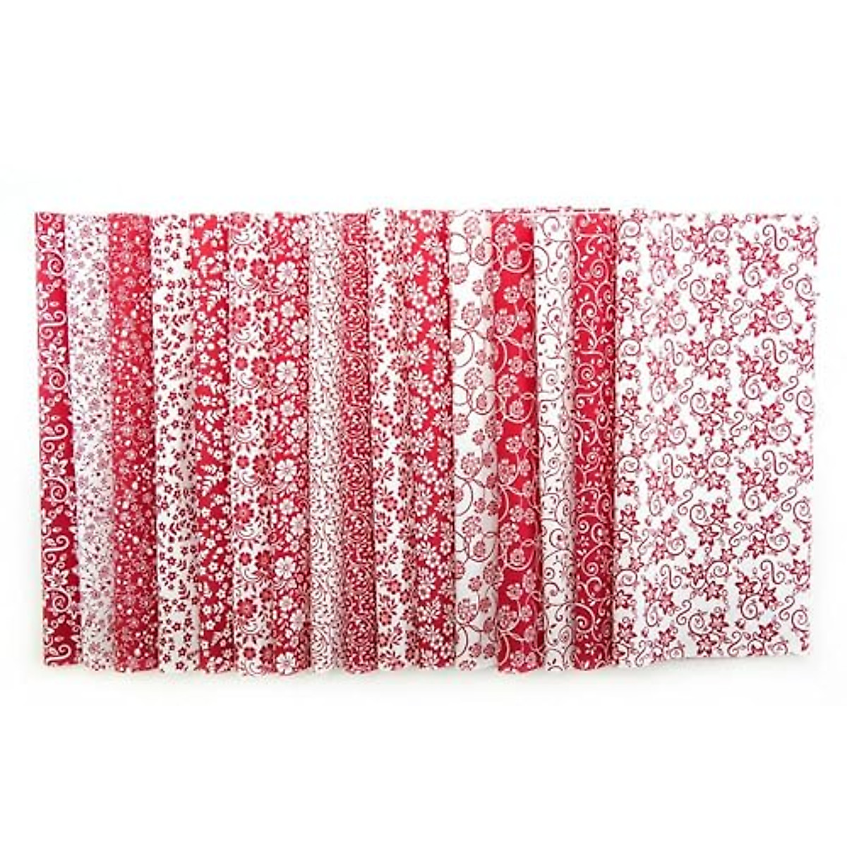 16 Pcs Fabric Strips Cute, Beautiful 100% Cotton Fabric Quilting Strips, Width 2.5 inch Length 44 inch, Gift Red & White Basics Jelly Roll pre-Cut, DIY Blanket