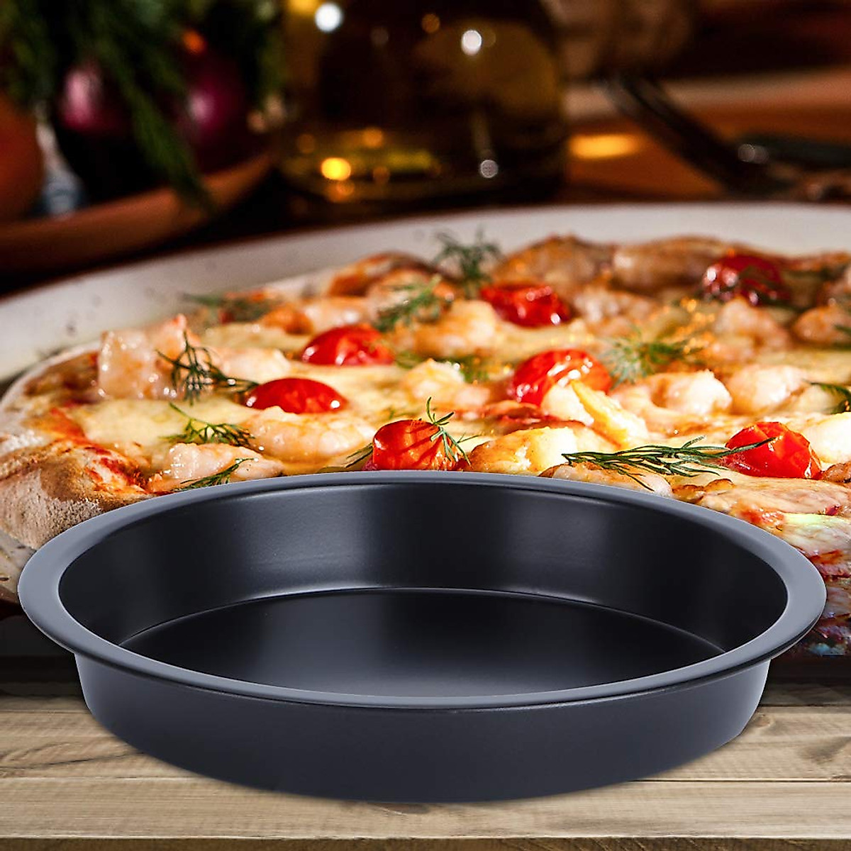 Fdit Pizza Pan Non-Stick Round Shallow Pie Cake Bread Mold Carbon Steel Baking Dish Pan Tray Kitchen Tools 5/6/7/8/9/10 inch (6in)
