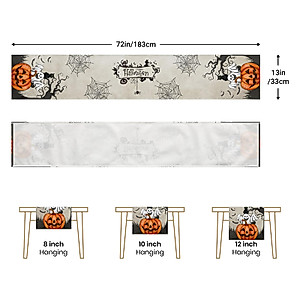 Halloween Table Runner 72 Inches Long Halloween Decorations Indoor Halloween Pumpkin Table Runner for Home Parties Decor