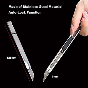 4PCS Snap-Off Utility Knife Retractable Box Cutter 9mm Blade for Cardboard Office Home Use Art DIY Craft