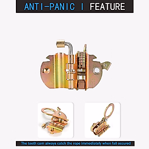 FHFallArrest Fall Protection Rope Grab with Anti-Panic Feature, Auto-Trail Double Locking Rope Grabs Fall Arrester, Used with 5/8” Lifeline Rope, for Construction, Climbing, Comply to ANSI/OSHA