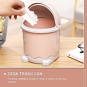 Mini Trash Can with Lid Desktop Cartoon Garbage Bucket Small Garbage Can Tiny Waste Basket Covered Closable Trash Bin for Office Pink Blue 2pcs
