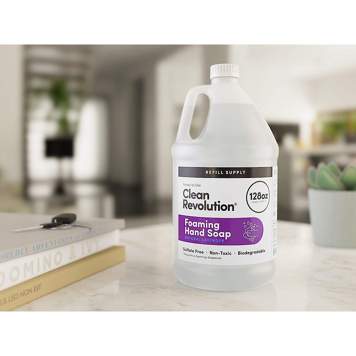 Clean Revolution Foaming Hand Soap Refill Supply Container. Ready to Use Formula. Natural Lavender Fragrance, 128 Fl. Oz