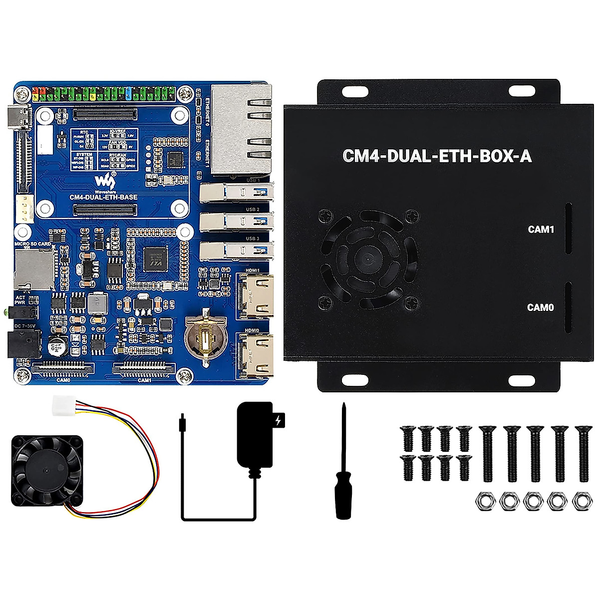 Bicool Dual Gigabit Ethernet MiniComputer Based on Raspberry Pi Compute Module 4 with CM4 Dual Gigabit Ethernet Base Board and Metal Case with Cooling FanETHCSIDSIRTCHDMIMicro SDUSB