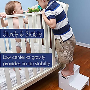 Personalized Blue Whale White Childrens Step Stool with Storage