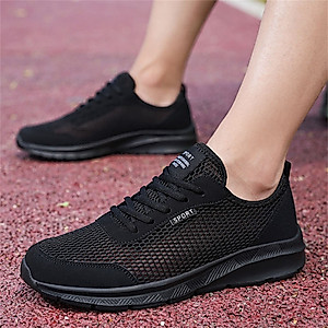 JWSVBF Womens Arch Support Sneakers Knit Mesh, Low Block Heel Sandals Flat Casual Shoes, Summer Unisex Fashion Tennis Shoes, Athletic Sport Walking Shoes Lace Up Running Sneaker