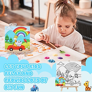 Tenceur 12 Sets Pre Drawn Canvas to Paint Paint Your Own Designer Canvas Set Coloring Painting Canvas Panels Pre Stenciled Canvas Boards with Paints and Brushes for Kid Adult(Cute Style)