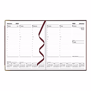 Letts of London Classic Weekly Planner, 12 Months, January to December, 2024, Appointments, Gold Corners, Quarto Size, 10.25" x 8.25", Burgundy (C32YBY-24)