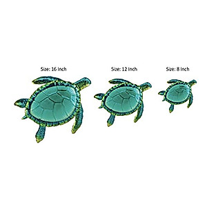 Comfy Hour Ocean Voyage with Sea Turtles Collection Coastal Ocean Sea Turtles Hanging Wall Art Decor Set (3 Pieces - Large), Outdoor or Indoor, Metal and Glass, Green