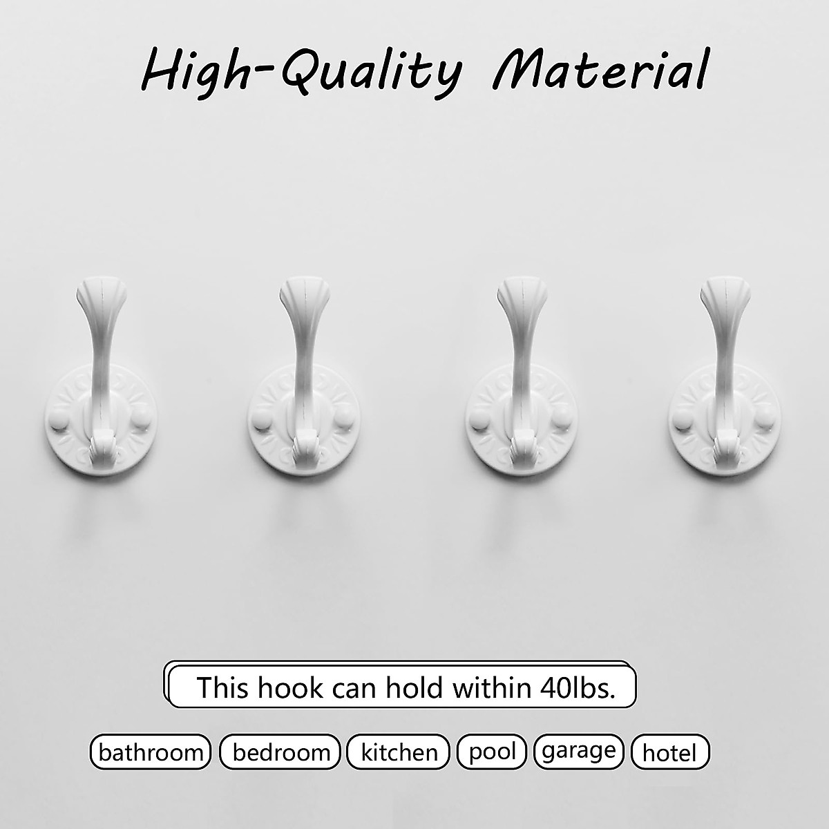 5pcs White Coat Hooks Wall Mounted Coat Hooks Farmhouse Matte Black Wall Hooks with Screws Metal White Towel Hooks for Bathrooms Entryway Hooks for Hanging Coats, Keys, Hats, Scarves, Robe, Bags