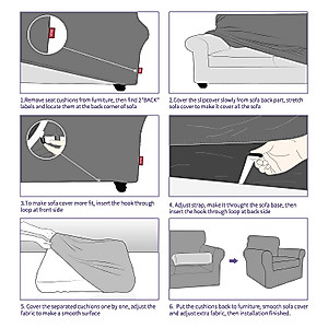 ZNSAYOTX Luxury Velvet Chair Slipcovers with Arms 2 Piece Stretch Chair Covers for Living Room Thick Soft Armchair Slipcover Anti Slip Dog Pet Friendly Furniture Protector (White),30"-47"(1 Cushion)