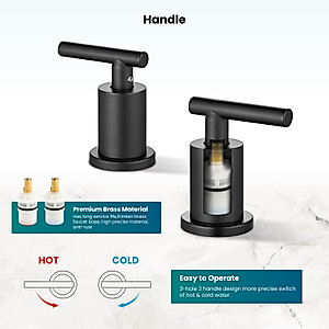 gotonovo 3 Hole 2 Handles Lavatory Basin Bathroom Sink Faucet with Pop Up Drain with Hot and Cold Mixer Valves 8 Inch Widespread Bathroom Faucet Matte Black