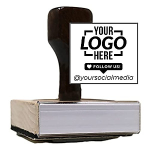 Personalized Rubber Hand Stamp, Wood Handle with Custom Logo | Multiple Size Options Available | Upload Your Own Logo (3"x4")
