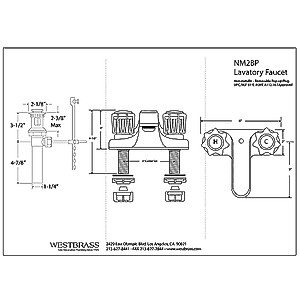 Westbrass NM2BP-62 4" 2-Handle Acrylic Non-Metallic Centerset Lavatory Faucet with Pop-Up Drain, Matte Black