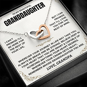 Granddaughter Necklace,Granddaughter Gifts From Grandpa Grandma, Granddaughter birthday Card Gifts To My Granddaughter Graduation Pendant Jewelry with Message Card and Gift Box, Metal, Cubic Zirconia