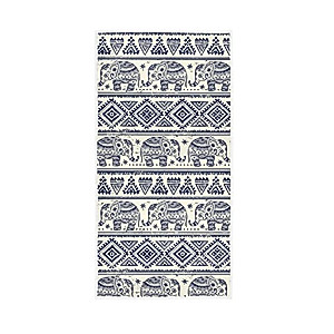 Ollabaky Vintage Ethnic Elephant Hand Towels Fingertip Towels Super Soft Breathable Absorbent Multipurpose Face Towels for Bathroom, Kitchen, Gym, Spa, Home Decoration, 30 x 15 Inch