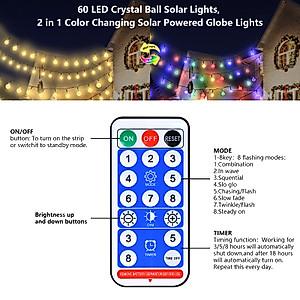 Solar String Lights Patio Lights LED Halloween String Lights for Outside Garden Yard Party Wedding Christmas Decoration Waterproof with Remote 25ft 60 LED