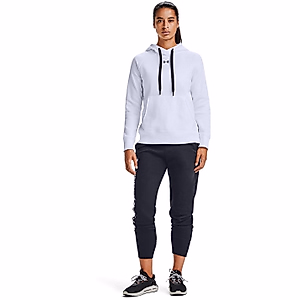 Under Armour Womens Rival Fleece Pull-Over Hoodie , White (100)/Black , XX-Large