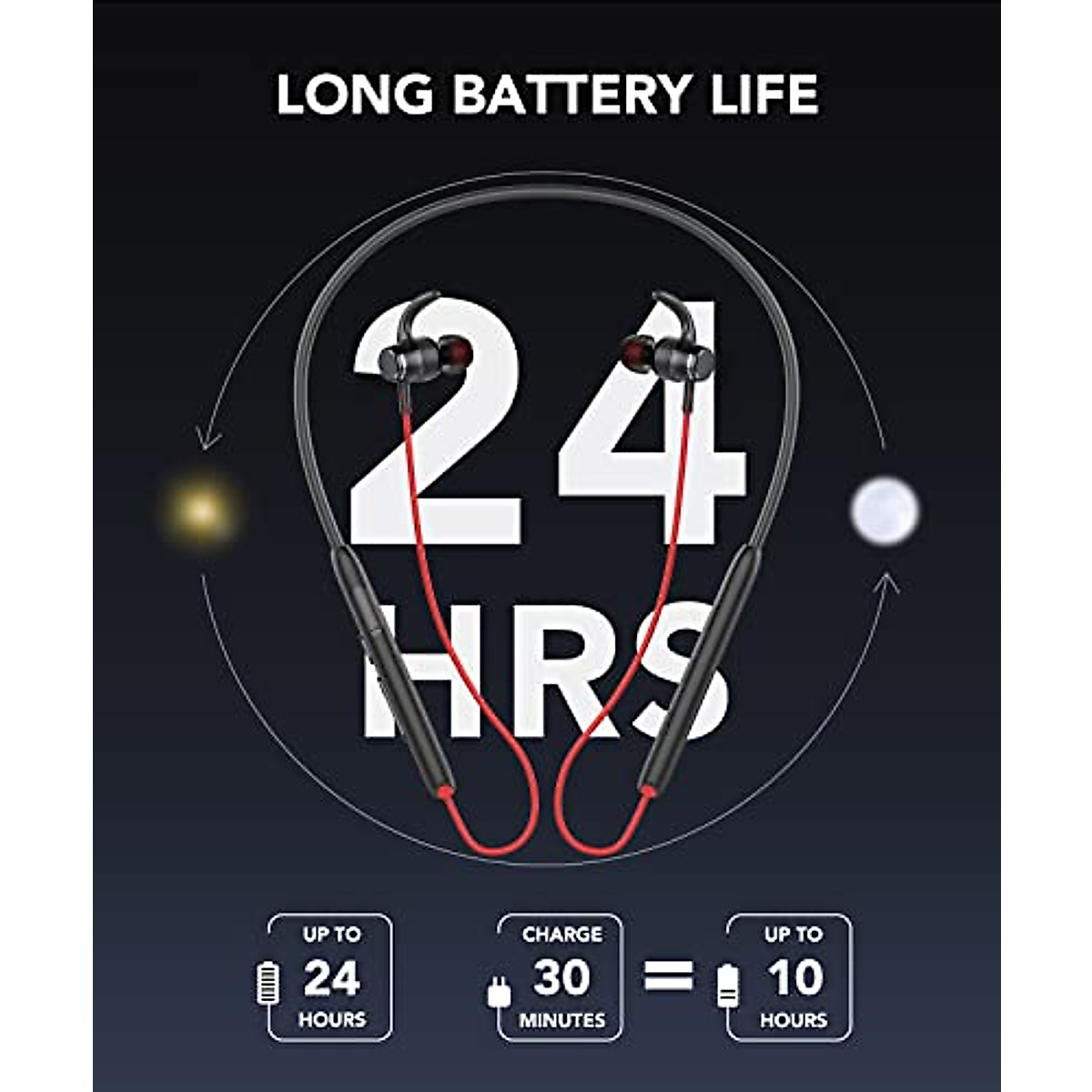 FAMOO Wireless Headphones, Neckband Bluetooth 5.3 Headphones with 24Hrs Playtime, Bluetooth Earbuds with Mic, USB-C, IPX7 Waterproof HD Stereo Ear Buds for Sports and Workout