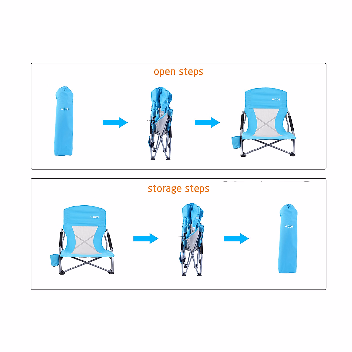 Beach Chair, Beach Chair and Umbrella, Folding Beach Chair, Beach Chairs for Adults, Low Beach Chair, Folding Chair with Umbrella, Camping Chair, Sillas De Playa (2-Pack Blue)