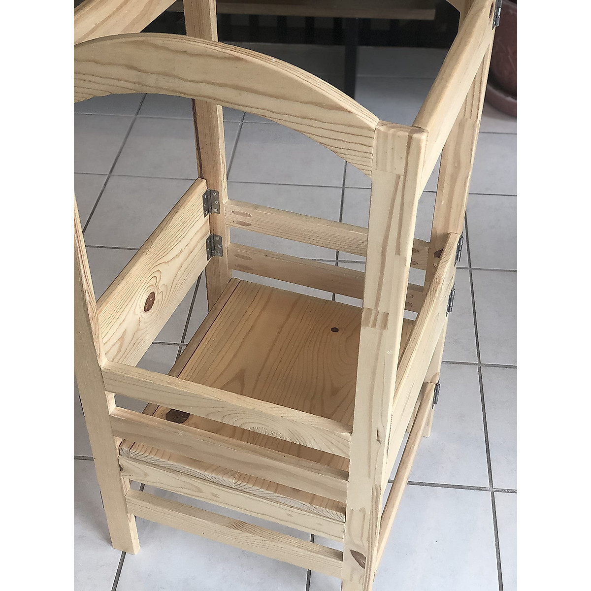 Foldable Kitchen Helper, Toddler Step Stool, Kitchen Helper Tower, Montessori Tower Learning, Adjustable/Collapsible/Folding Toddler Tower (Wax)