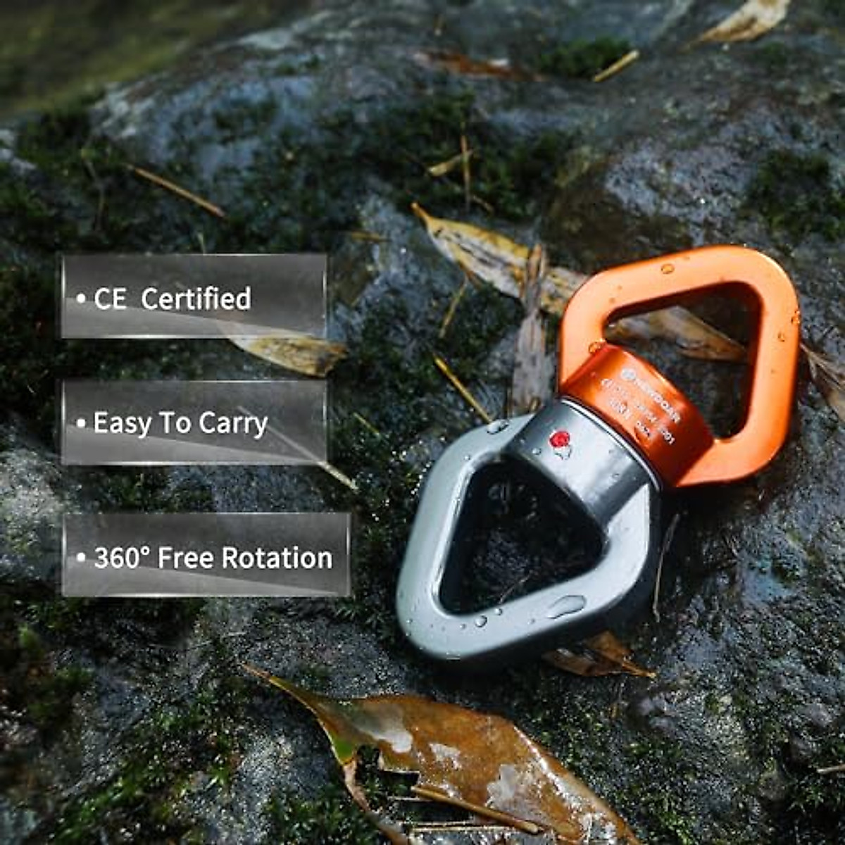NewDoar Swing Swivel,30KN CE Certified Micro Rotator Swivel Device for Swing Aerial Dance/Yoga/Swing/Hanging Hammock/Rock Climbing Tree Arborist(Silver Orange)