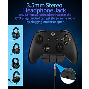 Stereo Headset Adapter with Original IC Chip Headphone Attachments Accessories for Xbox One & Series X|S & Elite Controller Series 1 2 - Adjust Audio Balance (Game Sound & Voice Chat), Volume, Mic