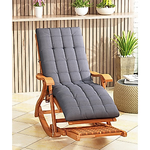 Outdoor Rocking Chair,Foldable Recliner,Bamboo Lounge Chair,Foldable Rocking Chair,Garden Deck Chairs for Elderly,Garden Chair,with Headrest Pillow and Foot Massage Board(Grey)
