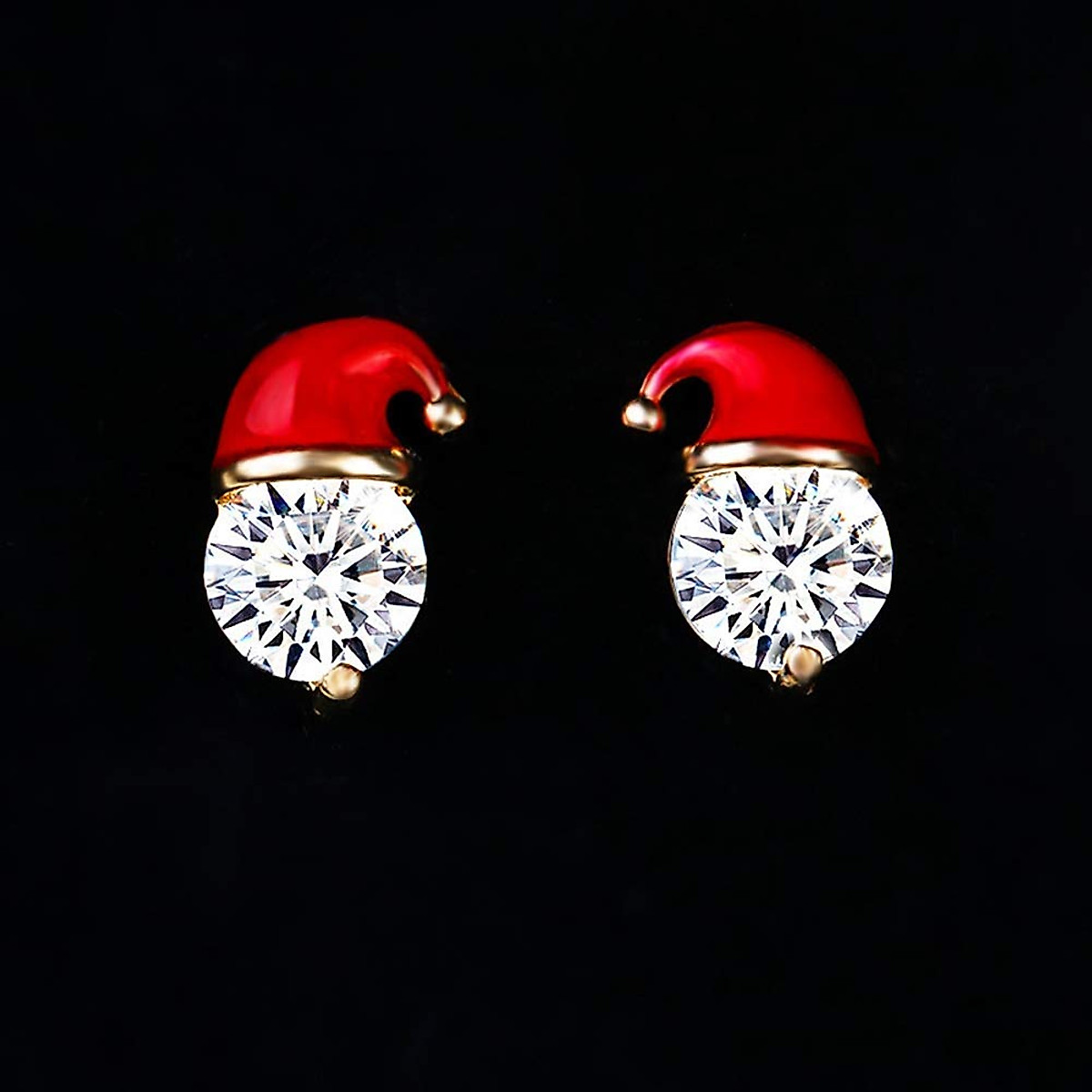 2 Pairs Women's Christmas Earrings, Girls Crystal Gemstone Santa Christmas Hat Earrings Luxury Christmas Reindeer Antlers Xmas Earring Stud Jewelry Gift Sets