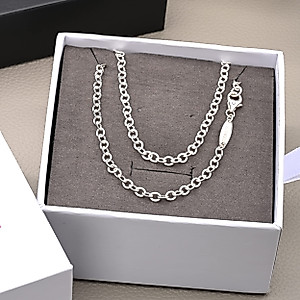 ELEGANZIA 925 Sterling Silver Chain for Men, 3.69mm Polo Silver Mens Chain, Adjustable 22-24 inch Chains For Boys