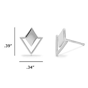 Boma Jewelry Sterling Silver Geometric Diamond & Triangle Stud Earrings
